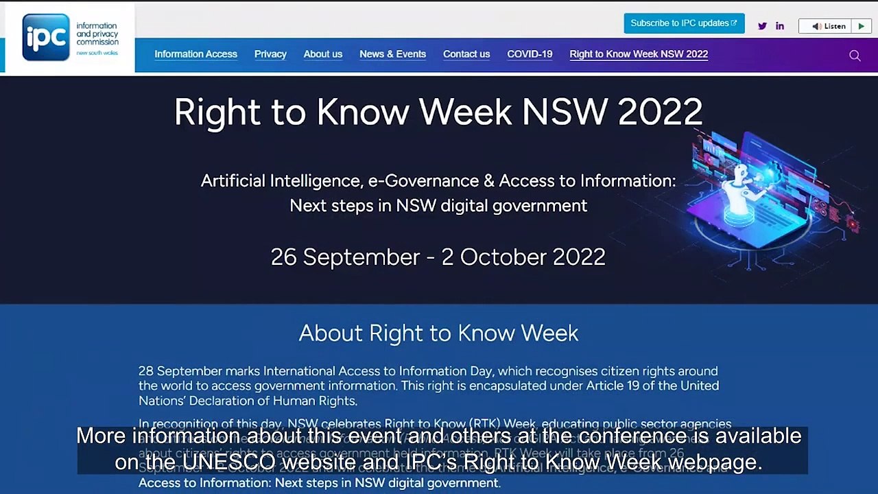 NSW Information Commissioner welcomes you to Right to Know Week NSW ...