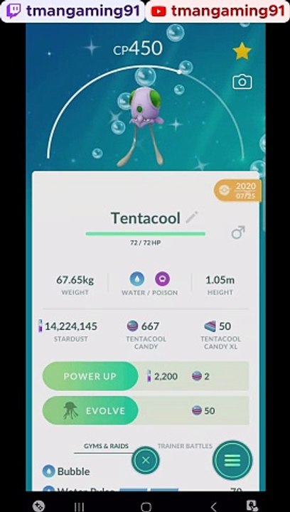 Pokémon GO-Evolving Shiny Tentacool - video Dailymotion
