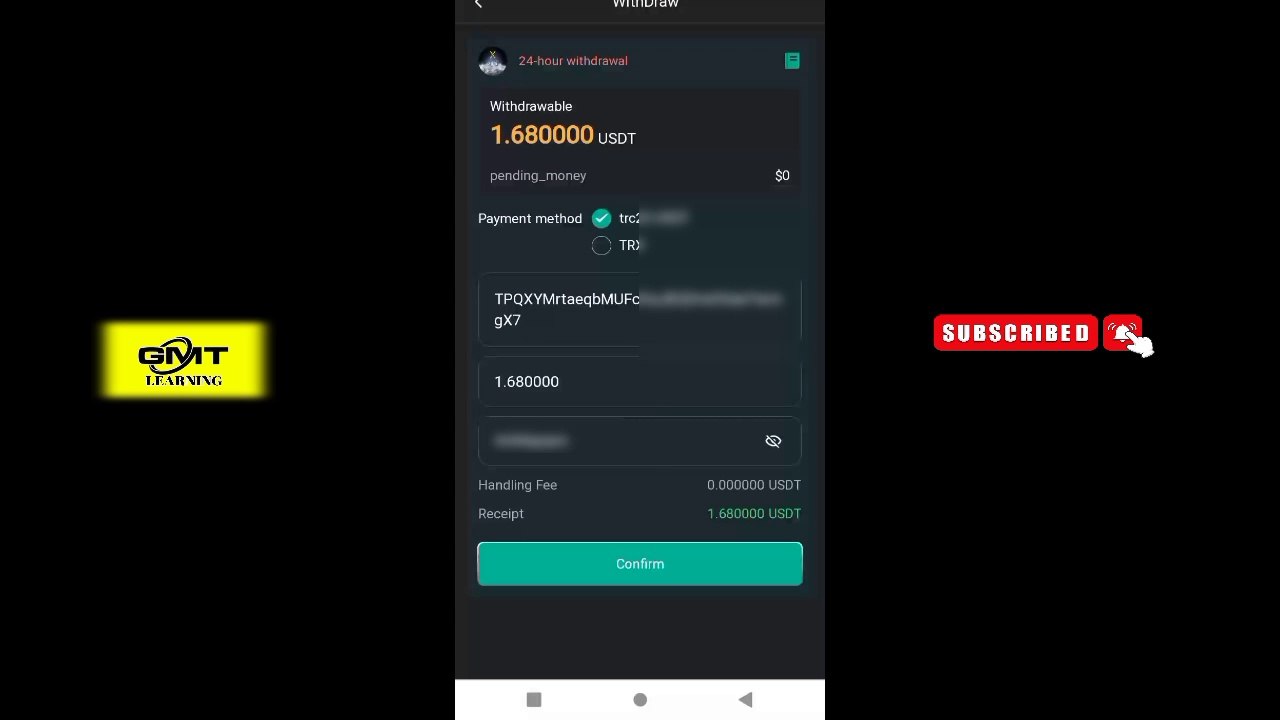 "$1.68 USDT Live Withdrawal Proof | USDT Investment Platform | USDT Mining App 2024 | Make Money ...