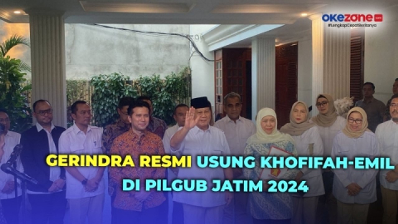 Prabowo: Gerindra Resmi Usung Khofifah-Emil di Pilgub Jatim 2024 - video Dailymotion
