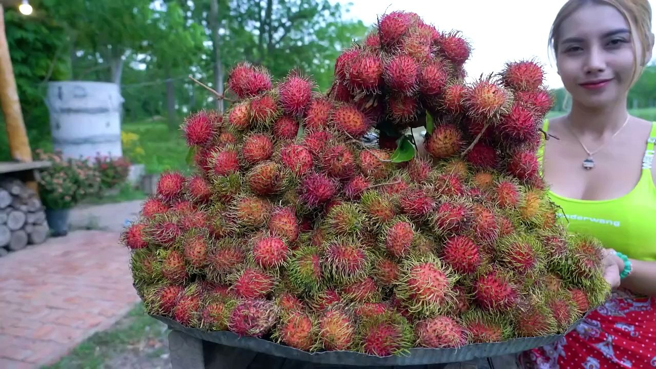 Rambutan fruit and make dessert cook recipe and eat - Amazing cooking ...