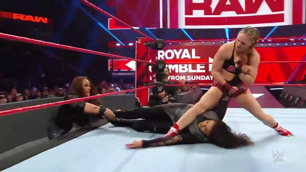 FULL MATCH - Ronda Rousey _ Sasha Banks vs. Nia Jax _ Tamina- Raw ...