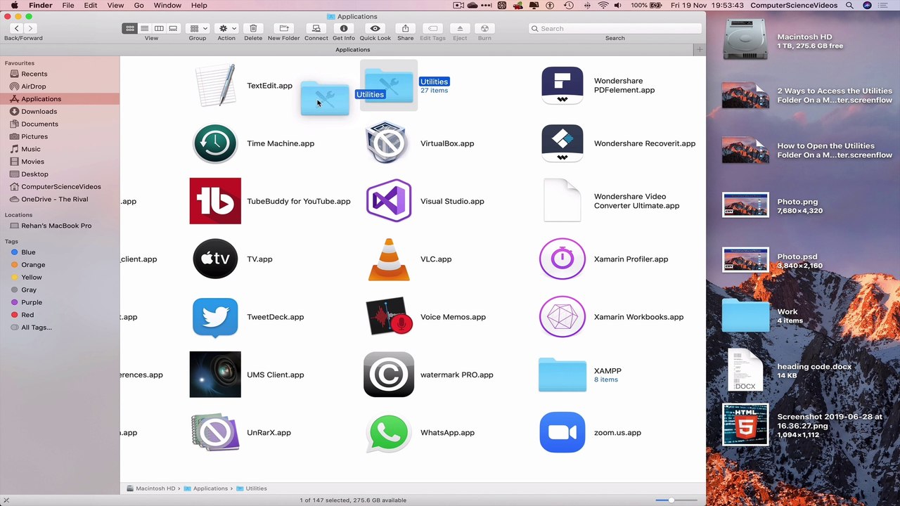 How to ADD the Utilities Folder to the Finder Sidebar On a Mac Computer ...