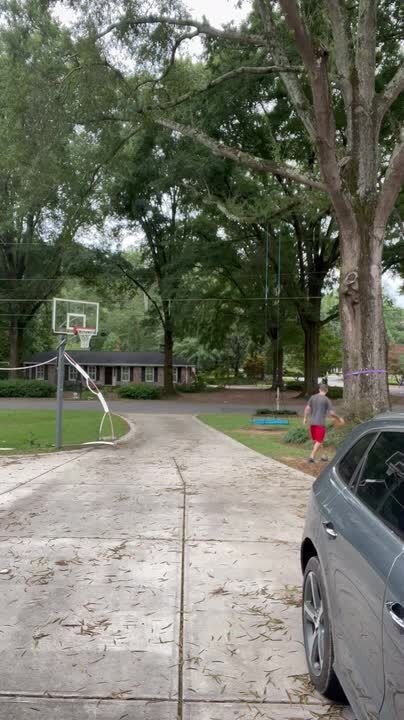 Man Attempts Basketball Trick Shot Using Tree in Driveway - video ...