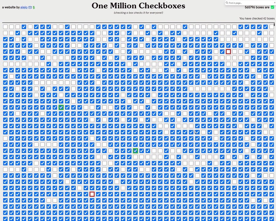 Gameplay de One Million Checkboxes - Vídeo Dailymotion