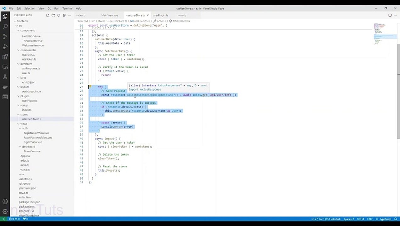 Vue.js & Django Authentication: get logged in user's data with Django REST Framework - video ...
