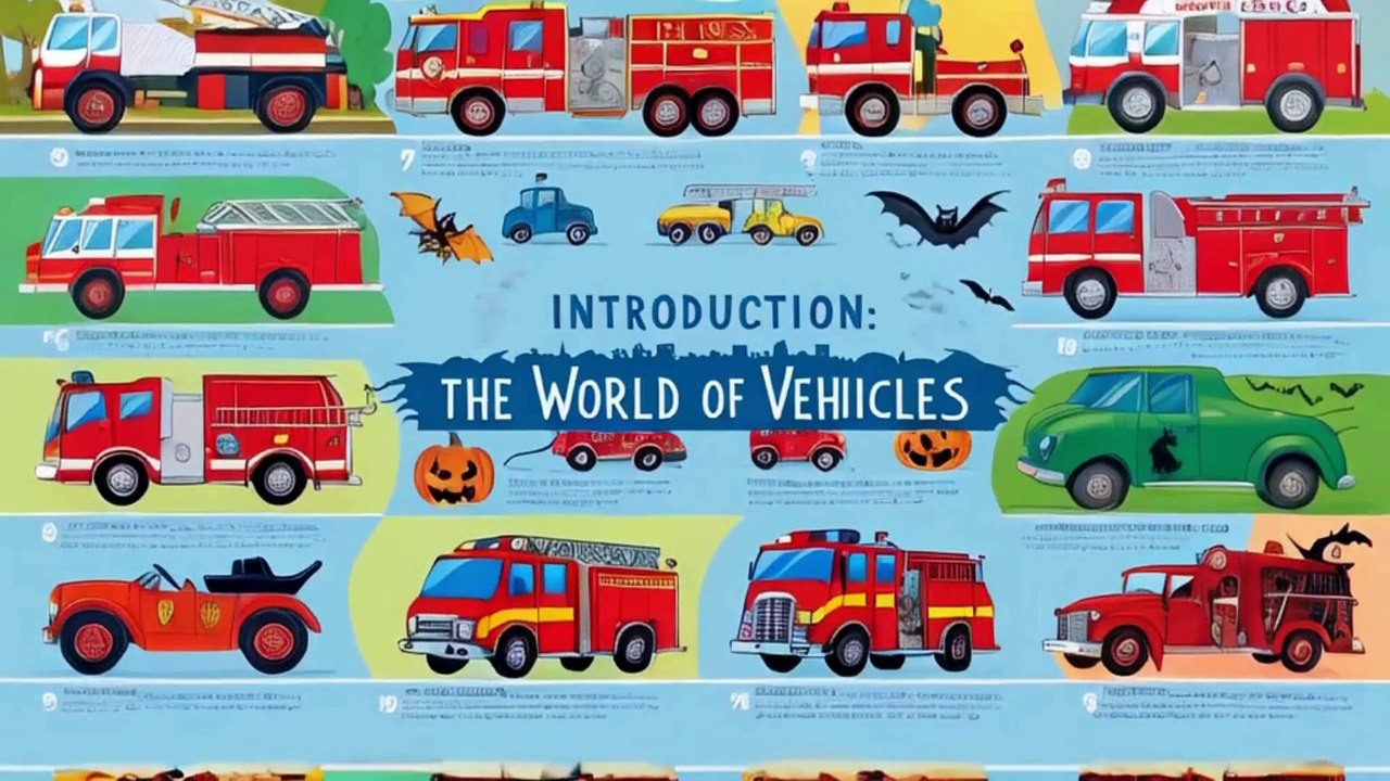 Wheels On The Fire Truck + More Halloween Vehicles Songs and Cartoon ...
