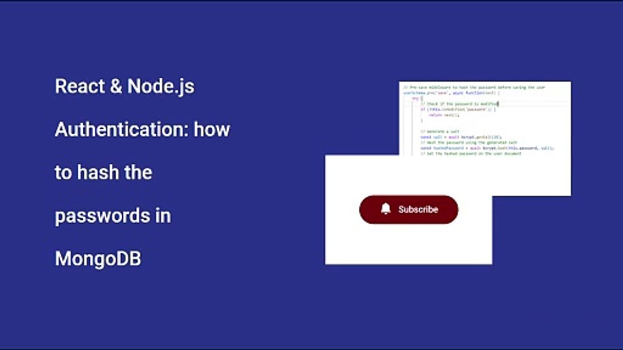 React & Node.js Authentication: how to hash the passwords in MongoDB - video Dailymotion