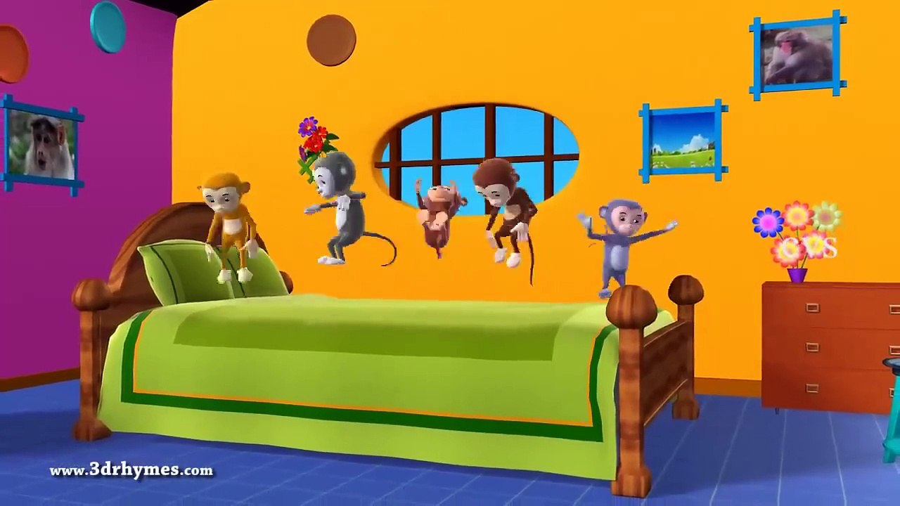 Five Little Monkeys Jumping on the bed - 3D Animation English Nursery ...