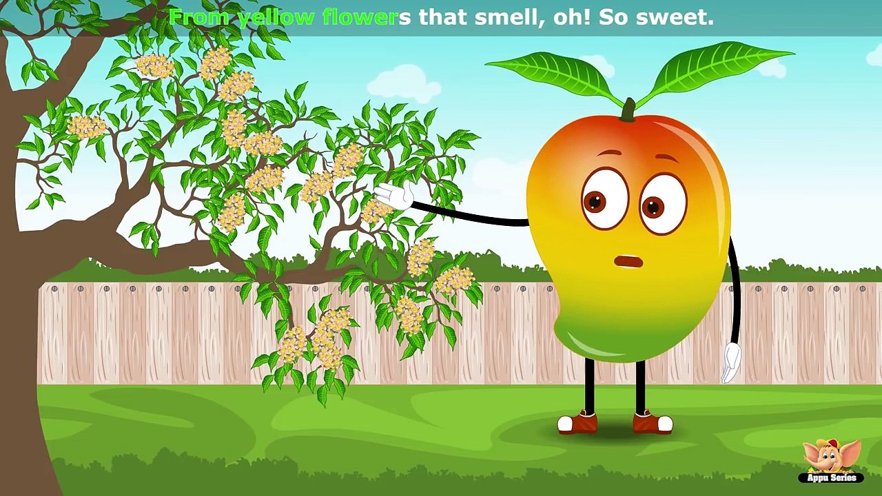 Mango Fruit Rhyme for Children, Mango Cartoon Fruits Song for Kids ...