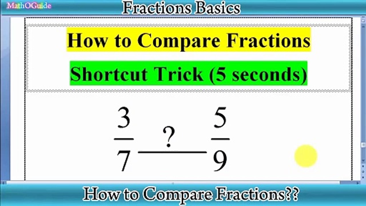 How to Compare Fractions Fast and Easy Short Trick for Comparing ...