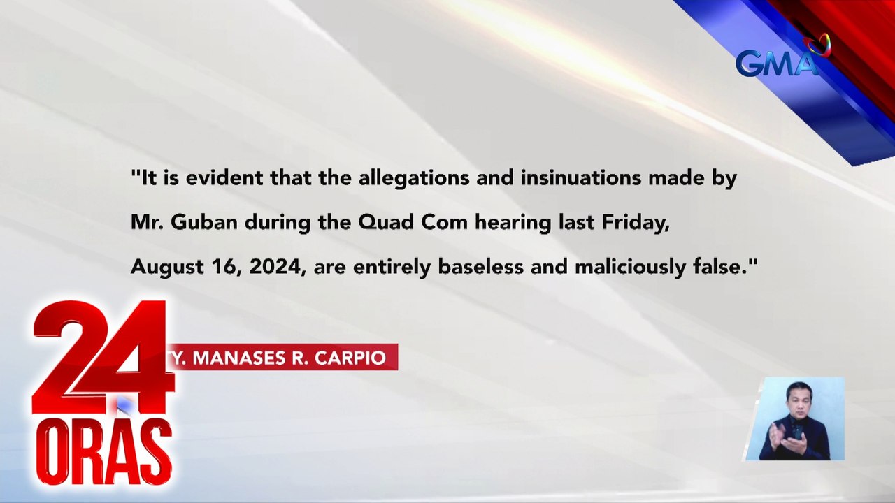 Atty. Manases Carpio, inalmahan ang pagdawit sa kanya ni dating Customs ...