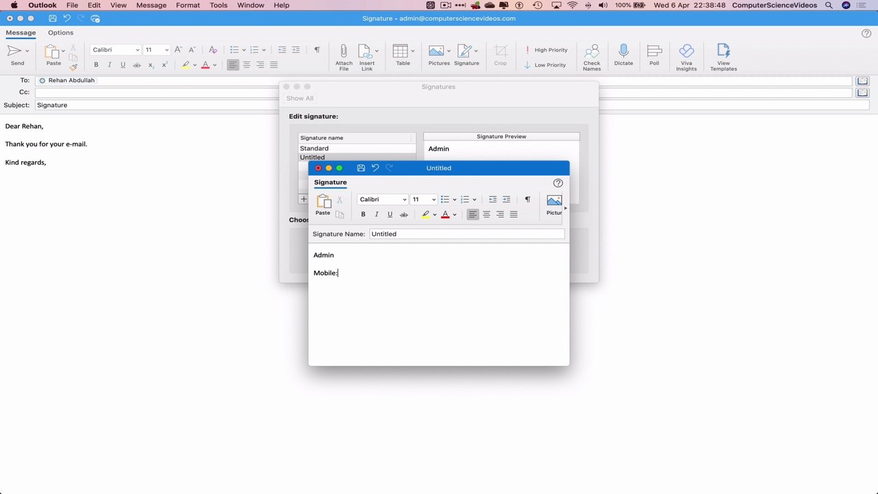 How to SEND an Email with Signature On Microsoft Outlook Using a Mac - Basic Tutorial | New ...