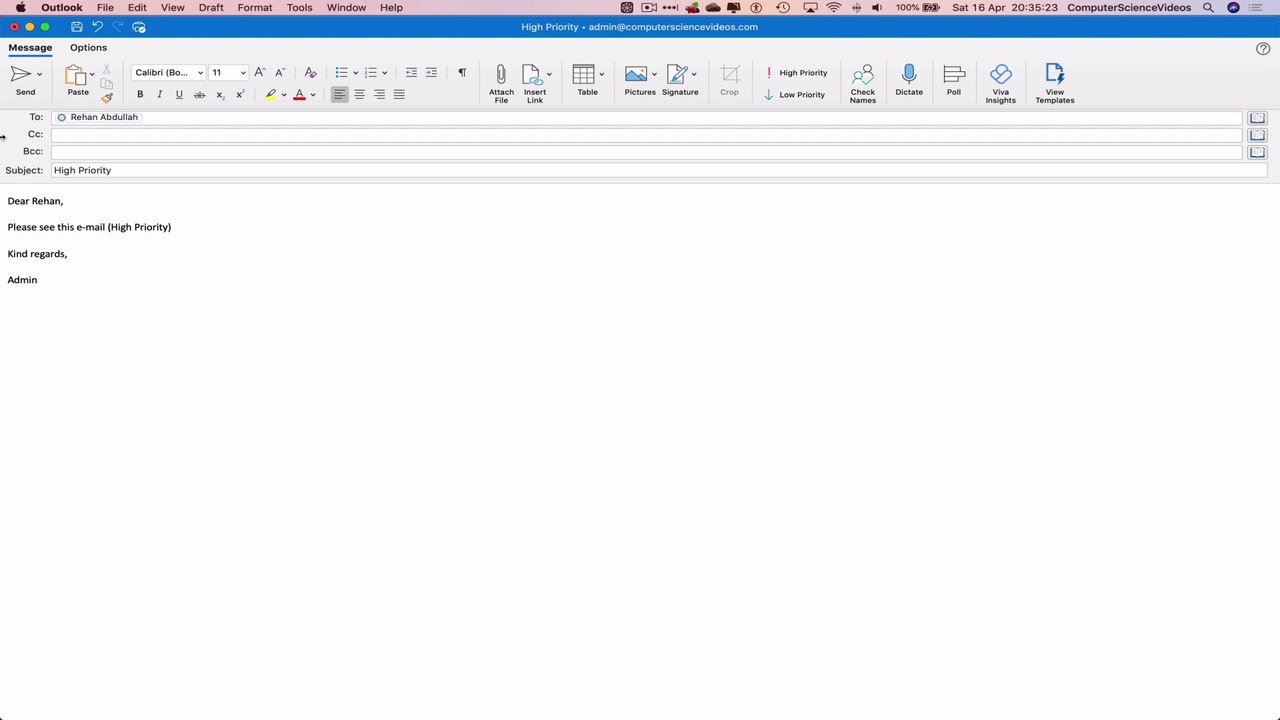 How to SEND an E-Mail with High Priority on Microsoft Outlook Using a Mac - Basic Tutorial | New ...