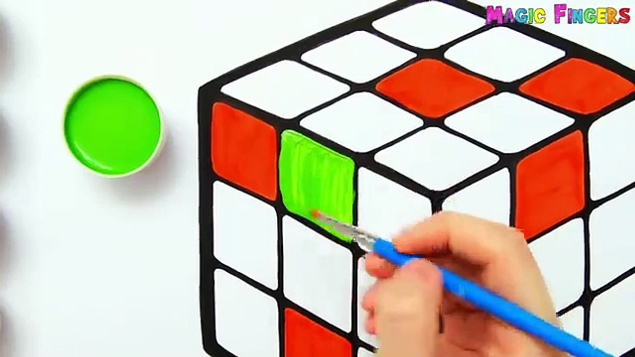Rubik's Cube Drawing, Painting, Coloring for Kids & Toddlers _ Easy 3D ...