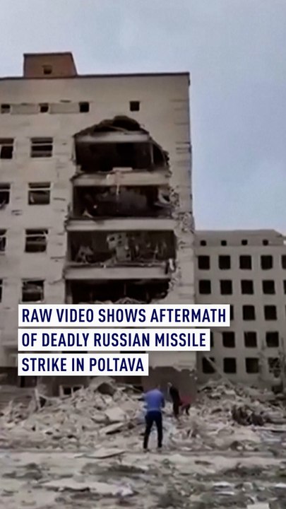 Raw video shows aftermath of deadly Russian missile strike in Poltava ...