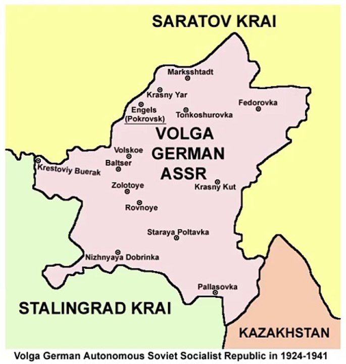 Map of Volga German ASSR. Peta ASSR Volga Jerman. Volga German ASSR Map ...