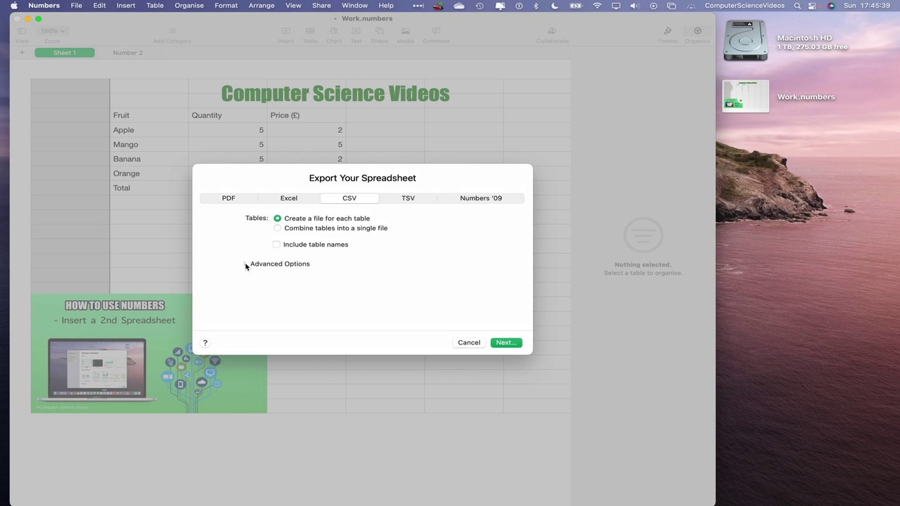 How to Export Your Spreadsheet to a CSV File On the Numbers Application Using a Mac - Basic ...