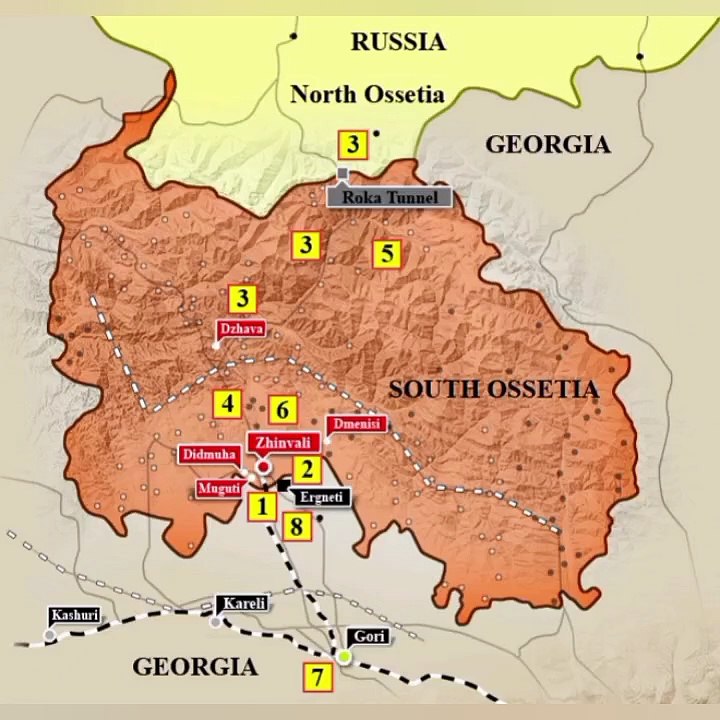 Map of South Ossetia. South Ossetia Map. Peta Ossetia Selatan. Southern ...