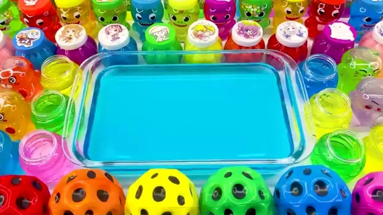 How to make rainbow clear pool and ball into mixing all my slime ...