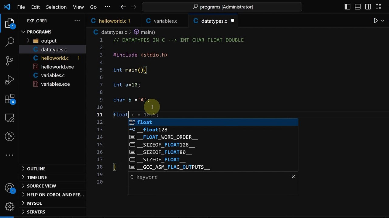 C Programming Course 2024 || Datatypes in C #takeknowledge - video ...
