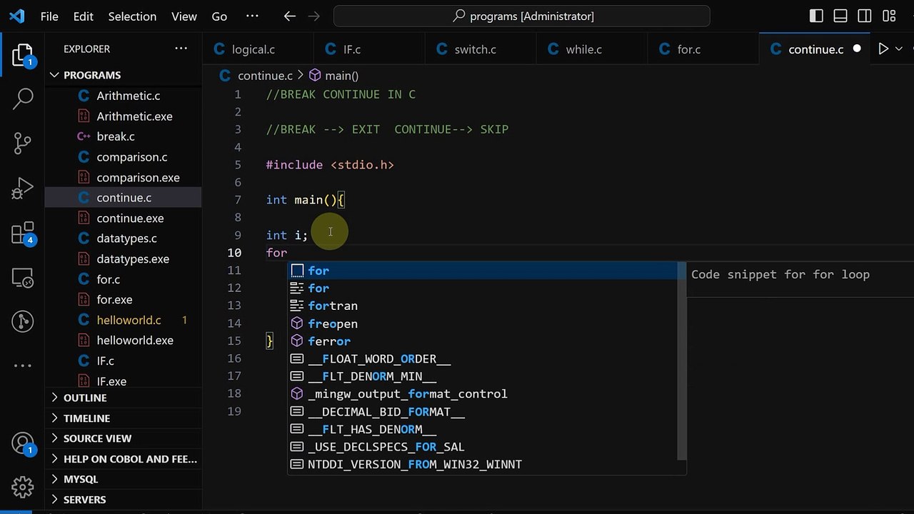 C Programming Course 2024 || Break continue in C #takeknowledge - video ...