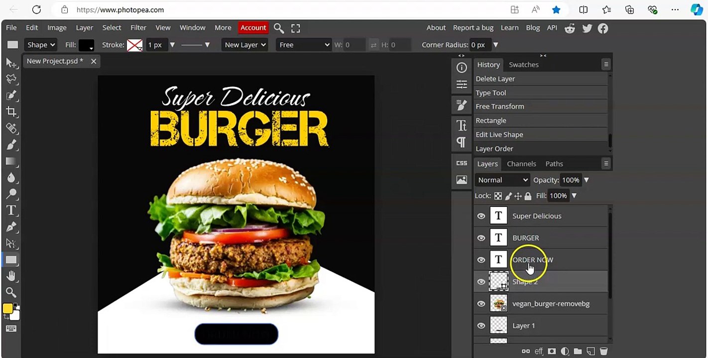 Burger Poster Designing in Photopea l Photopea tutorial - video Dailymotion