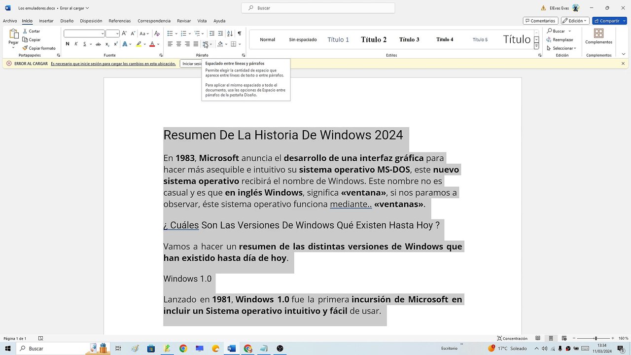 Como PONER INTERLINEADO 1.5 LÍNEAS a una HOJA en WORD 2013, 2016, 2019 ...