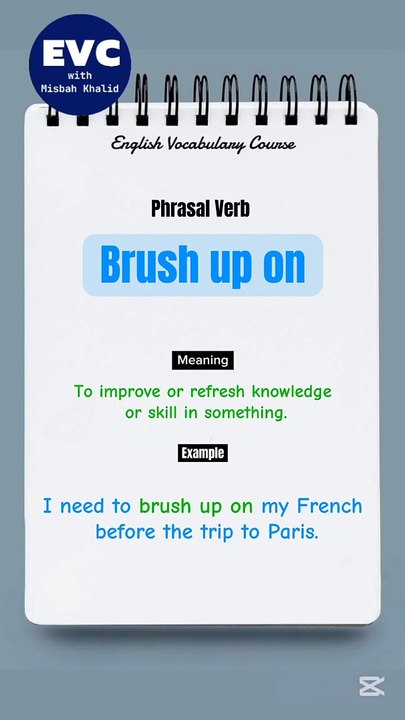 "Brush up on" Meaning with Example| Phrasal Verbs - video Dailymotion