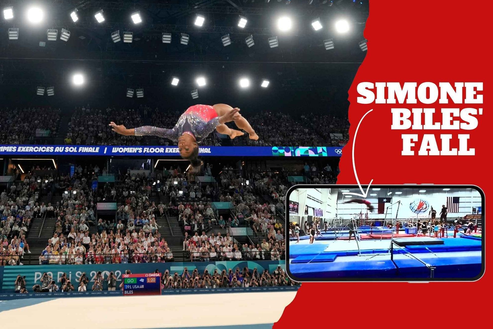 Simone Biles suffers shocking fall on uneven bars during her routine ...