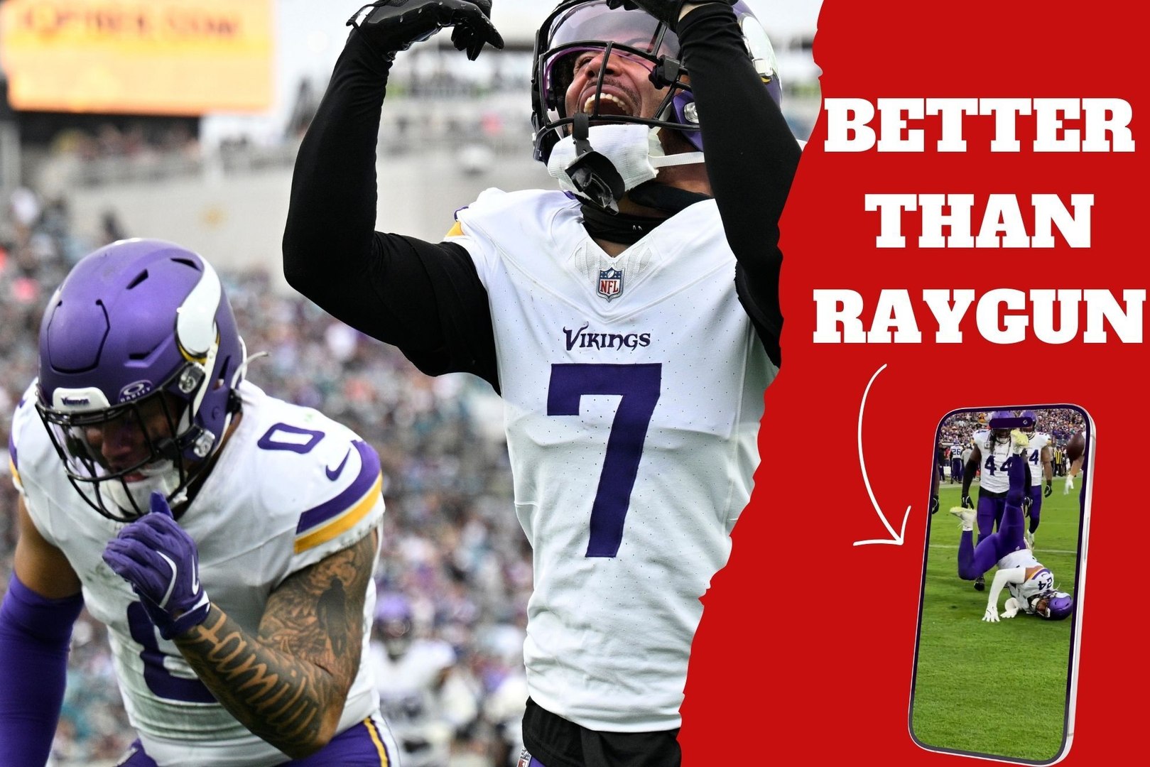 Minnesota Vikings Camryn Bynum does the infamous Raygun dance after an ...