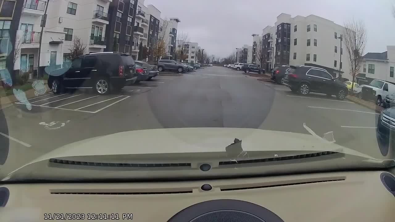 Lady Crashes Into Cars In Parking Lotnull