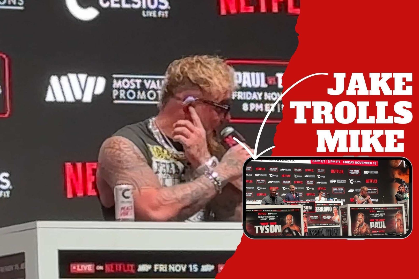 Jake Paul trolls Mike Tyson with a diamond ear guard at pre-fight ...