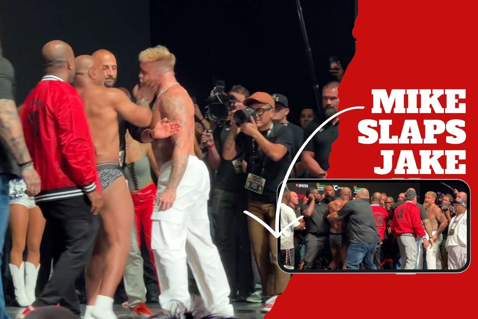 Mike Tyson surprises Jake Paul with a slap in the face as he comes face ...