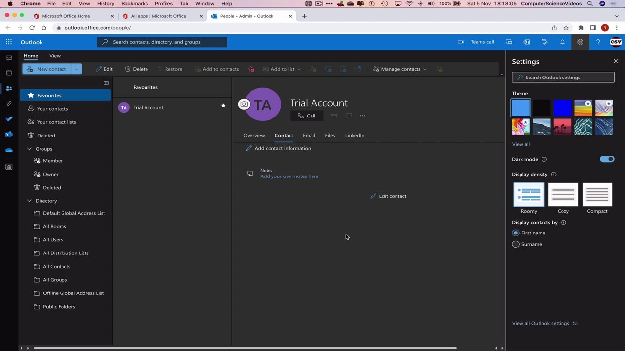 How to USE Microsoft People for Office 365 On a Mac - Tutorial 10 - Dark Mode - Basic Tutorial ...