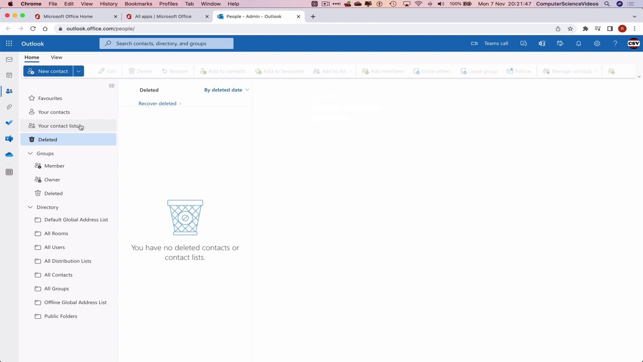 How to USE Microsoft People for Office 365 On a Mac - Tutorial 12 - Delete a List - Basic ...