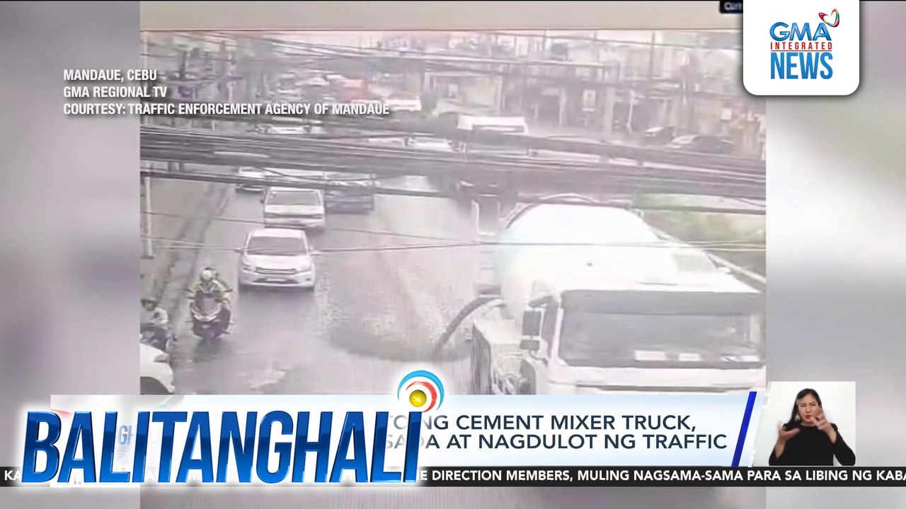 Kargang semento ng cement mixer truck, bumuhos sa kalsada at nagdulot ...