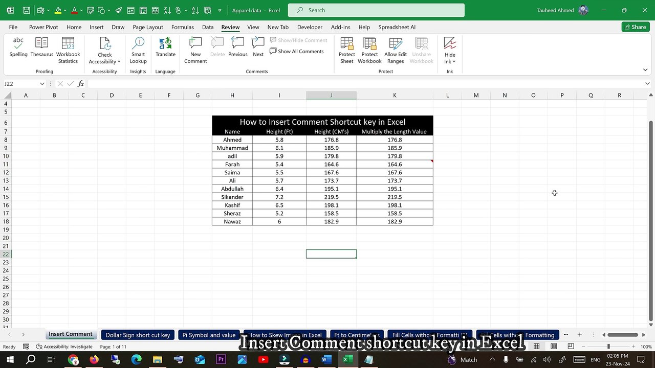 How to Insert Comment Shortcut key in Excel - video Dailymotion