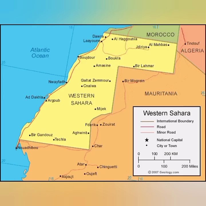 Map of West Sahara. West Sahara Map. Peta Sahara Barat. Map of Western ...