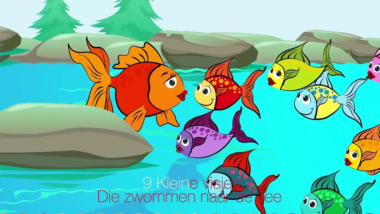10 Kleine visjes die zwommen naar de zee - Kinderliedjes met tekst ...