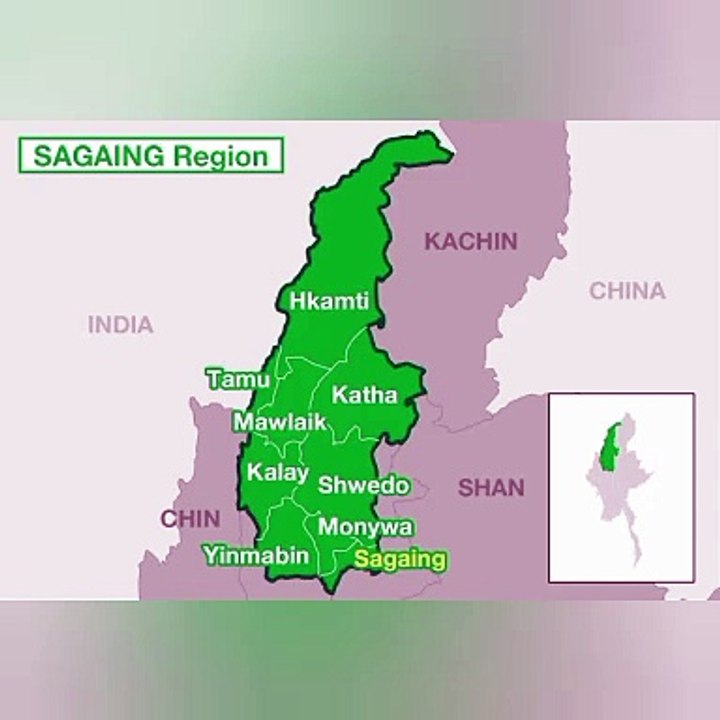Map of Sagaing Region. Sagaing Region Map. Peta Wilayah Sagaing. Peta ...