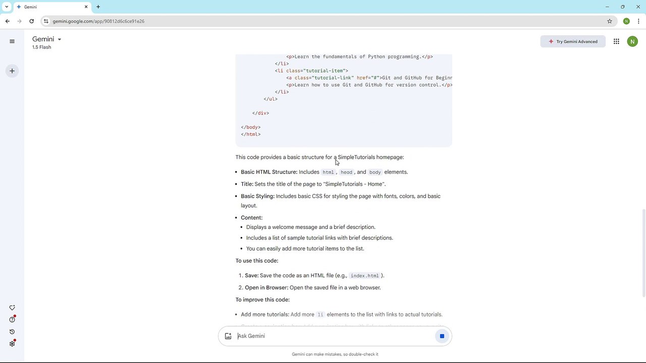 Google Gemini Course Section 28 HTML Code Generation - video Dailymotion