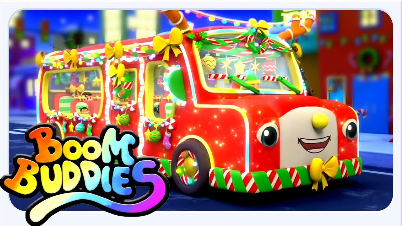 Wheels on the Bus Christmas Ride Fun Learning Nursery Rhyme & Kids Song ...