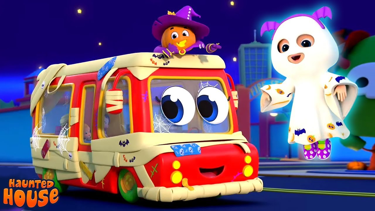 Halloween Wheels On The Bus, Vehicle Songs and Spooky Rhymes for Kids ...