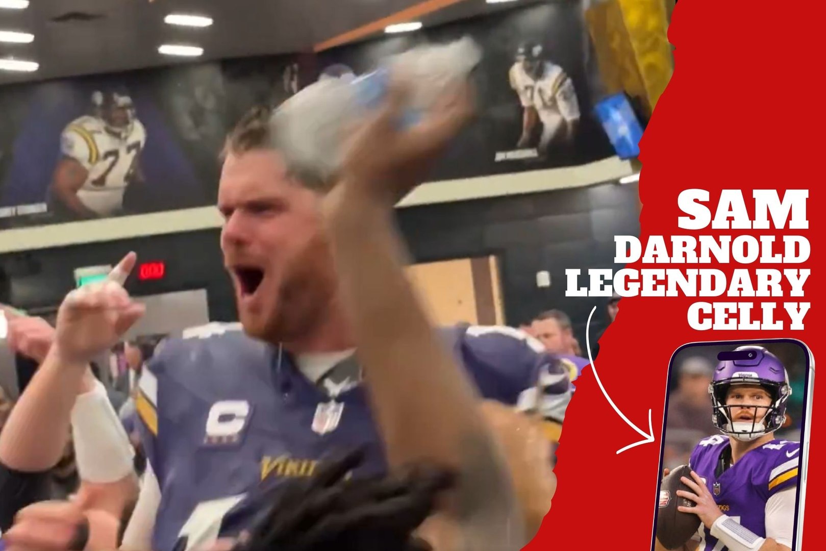 Sam Darnold celebrating inside the locker room after win over Packers - MARCA TV English