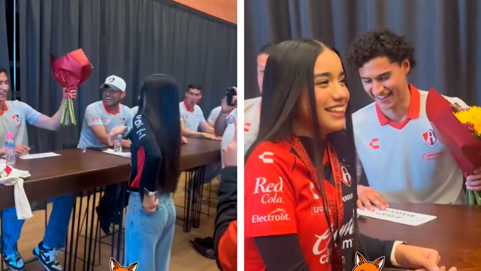 Atlas: Jeremy Márquez recibe flores de una aficionada durante firma de ...