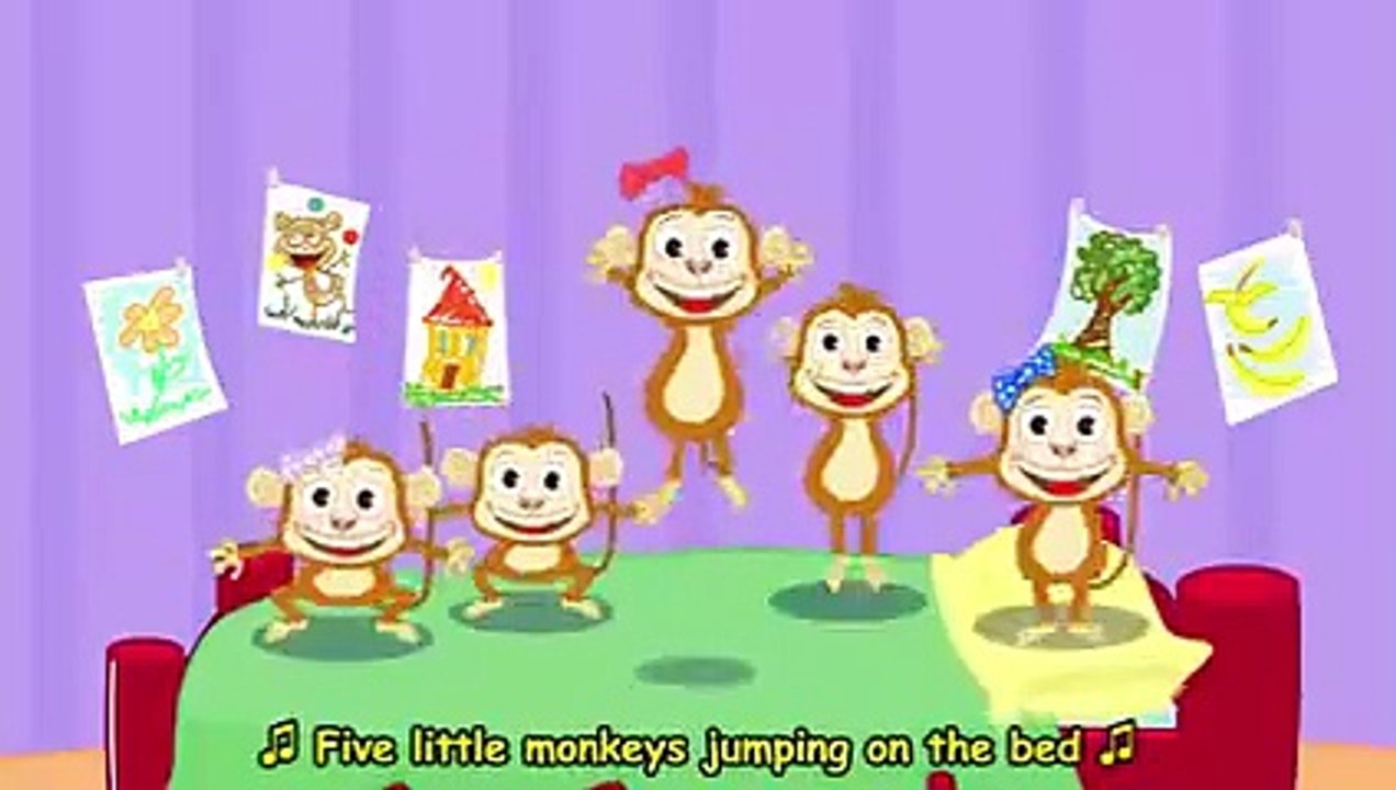 Five Little Monkeys Jumping on the bed | 3D Animation English Nursery ...