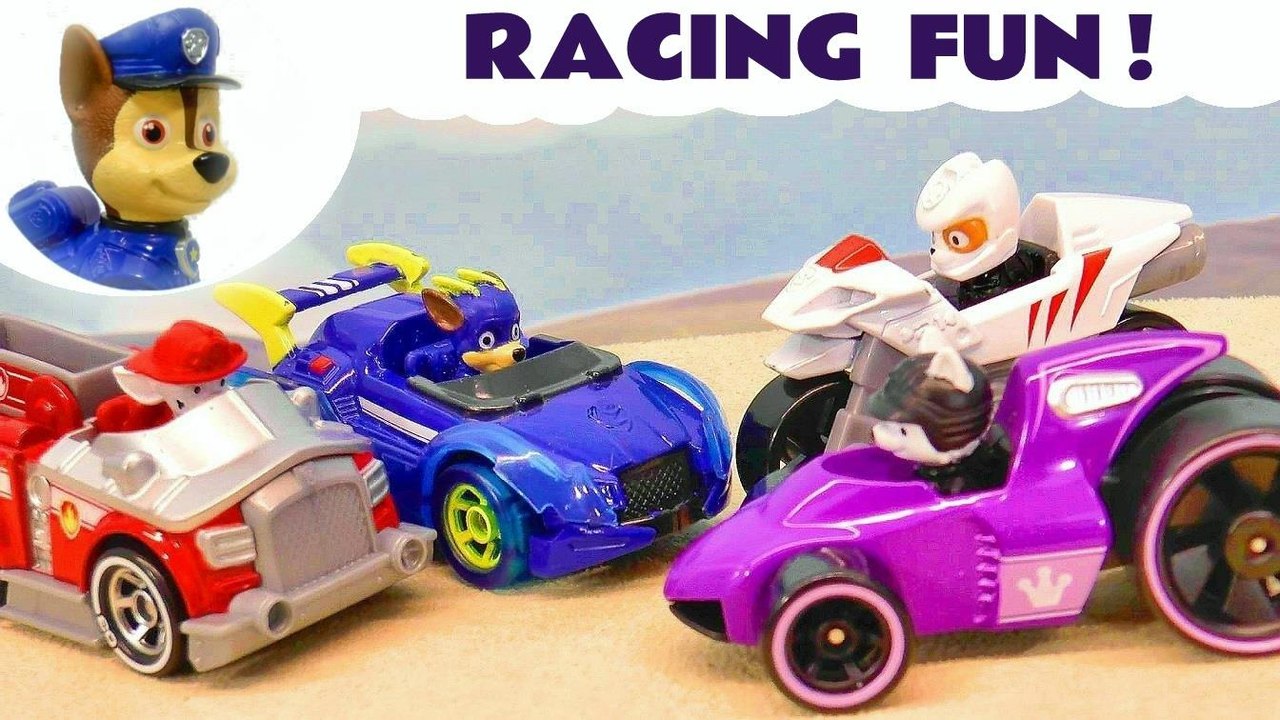 The Paw Patrol Pups enjoy some racing in their Rescue Vehicles - video ...