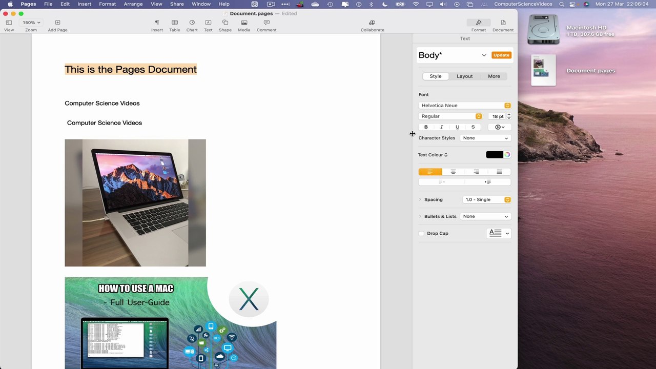 How to INSERT a Title to a Document On the Pages Application Using a Mac - Basic Tutorial | New ...