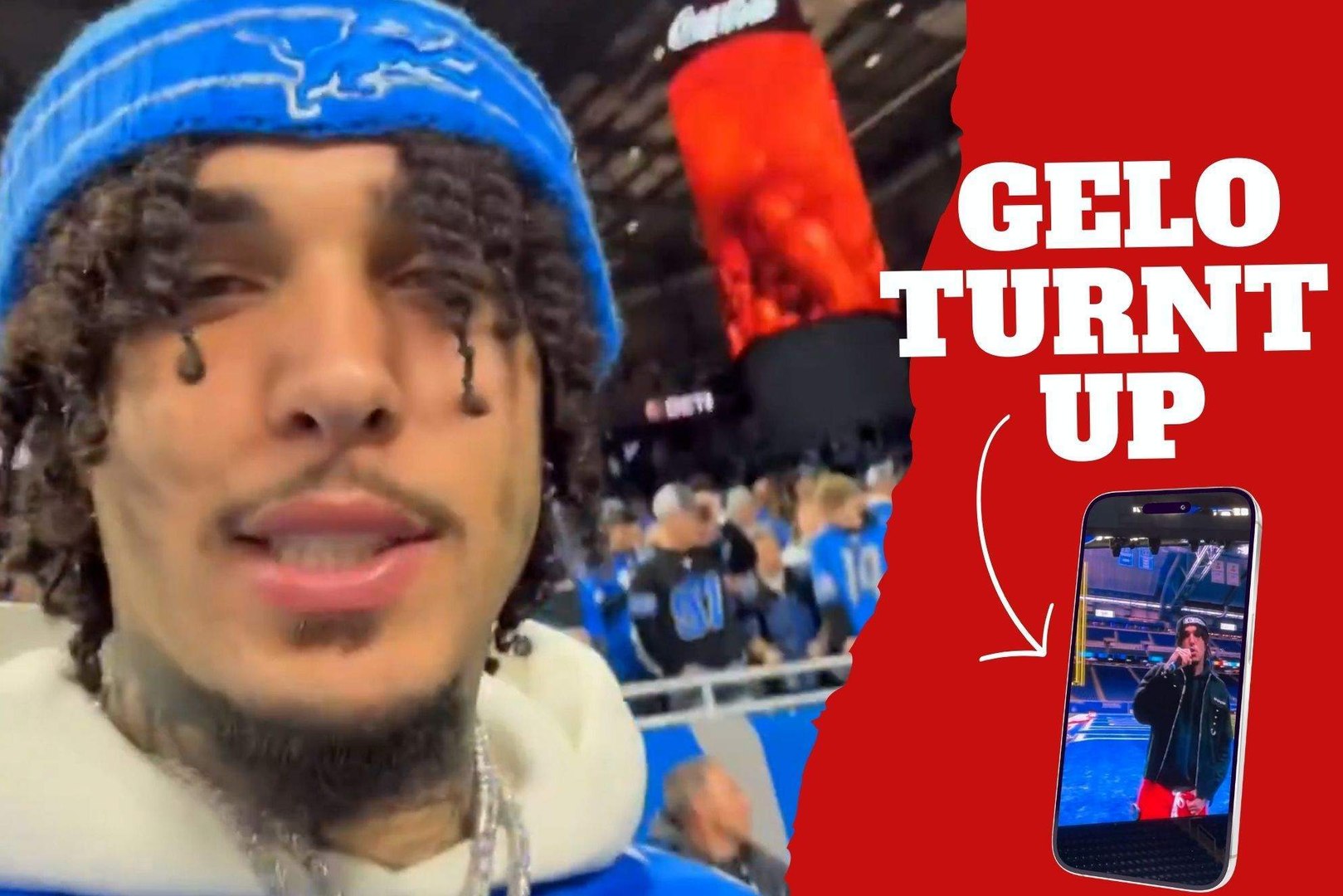 Gelo Ball gets turnt before he performs for the Detroit Lions playoff ...